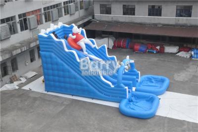 China 0.55mm PVC Commercial Inflatable Water Slides With Big Pool Rental for sale