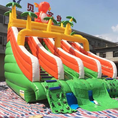 China Commercial Inflatable Pool Slide Jungle Theme Water Slide With Swimming Pool for sale