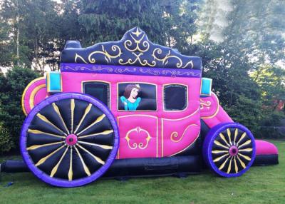 China 12' x 18' Or Customized Size Kids Pink Princess Inflatable Carriage Castle With Printing for sale