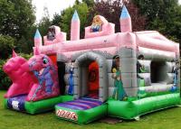 China Logo Printing Pink Fairytale Bounce And Slide Inflatable Combo Castle For Children for sale