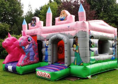 China Logo Printing Pink Fairytale Bounce And Slide Inflatable Combo Castle For Children for sale
