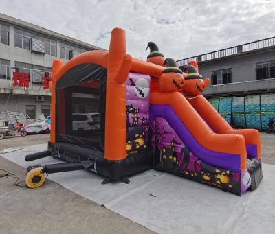 China Kids Bounce Playhouse Halloween Jumping Castle With Slide Fire Resistant for sale