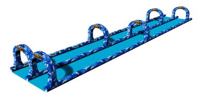 China Amazing Camouflage Color Giant Inflatable Slide 300m Double Lane Slide for Outdoor Event for sale