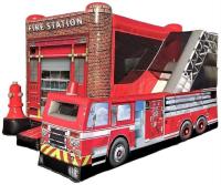 China 0.55mm PVC Inflatable Bouncer Fire Station Combo Bouncy House With Blower for sale