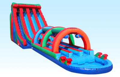 China 3 Lane Giant Inflatable Water Slides 24FT Triple Lane Threat With Satety Arch for sale