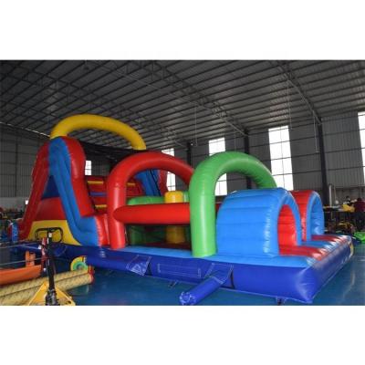 China Giant Adults Race Game Inflatable Obstacle Course Castle Slide Customized for sale