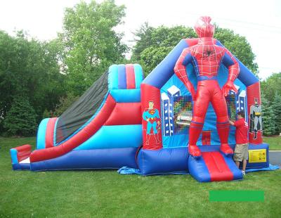 China Outdoor Spiderman Adventure Inflatable Combo Superhero Bounce House With Slide for sale