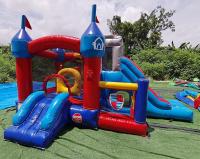 China Children Outdoor Bouncy Castle Obstacle Jump Inflatable Bounce House With Slide for sale
