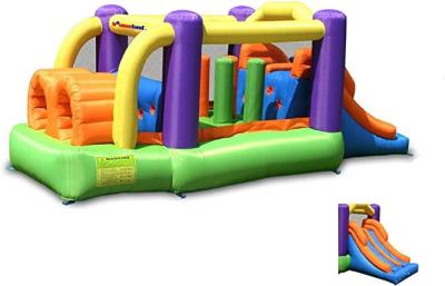 China 0.55mm PVC Inflatable Racer Obstacle Bounce House With Dual Slides for sale