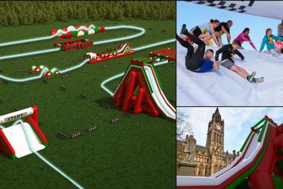 China Customized Large Inflatable 5k Run / Inflatable Bouncy Obstacle Course For Summer Event CE Approval for sale