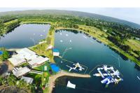 China Blue Obstacle Course Water Games Inflatable Aqua Park For Luxury Resort for sale