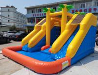China Commercail PVC Inflatable Water Slides With Pool EN14960 Easy Set Up for sale