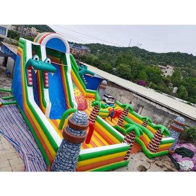 China Double Triple Stitch PVC Bounce House Water Slide Combo Rentals Obstacle Course for sale