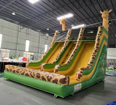 China Plato Commercial Giraffe Double Inflatable Water Slides Cartoon Theme for sale