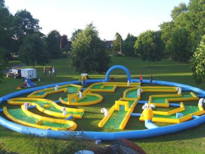 China Popular Crazy Inflatable Sports Games , Inflatable Golf Race Field For Event for sale