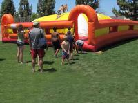 China Yellow / Red Outdoor Inflatable Games Inflatable Soft Mountain For Kids Racing for sale