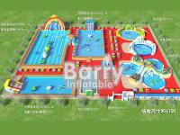 China Commercial inflatable water park equipment , metal frame inflatable amusement park for sale