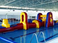 China Commercial Aqua Fun Inflatable Slide / Water Blow Up Obstacle Course For Swimming Pool for sale