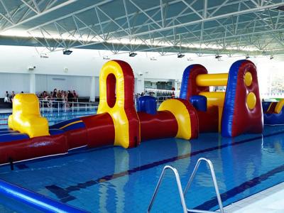 China Commercial Aqua Fun Inflatable Slide / Water Blow Up Obstacle Course For Swimming Pool for sale