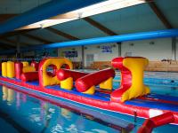 China 54 FT Long Giant Water Inflatable Obstacle Course With Slide Durable 0.9mm PVC for sale