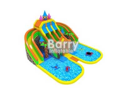 China Funny castle inflatable amusement park names with pool and inflatable floating toys for sale