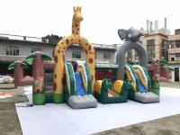 China Playground Jungle Theme Inflatable Amusement Park Jumping Castle With Slide for sale