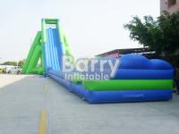 China Green And Blue Giant Inflatable Slide PVC Material Massive Inflatable Slides For Lawn for sale