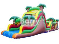 China Jungle Inflatable Obstacles Courses / Obstacle Course Jumpers With Slide for sale