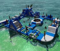 China OEM Tarpaulin Inflatable Floating Water Park Family Resorts Water Parks Floating Blow Up Island for sale