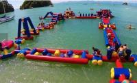 China Giant Island Inflatable Water Park Inflatable Floating Water Slides  Anti UV for sale