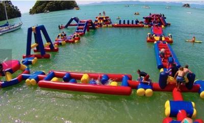 China Giant Island Inflatable Water Park Inflatable Floating Water Slides  Anti UV for sale