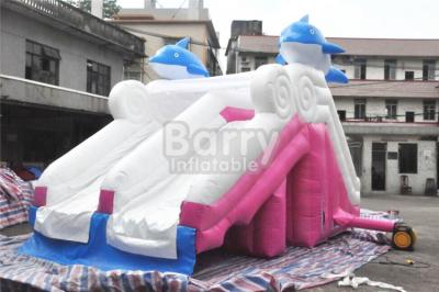 China 0.55mm Pvc Tarpaulin Material Dolphin Pink Inflatable Slide For Swimming Pool for sale