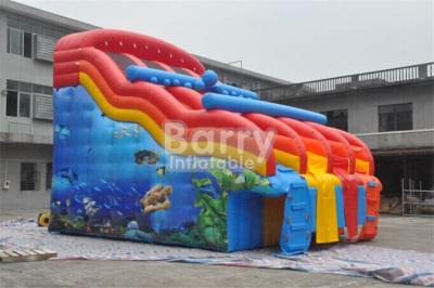 China Dual Lanes Seaworld Theme Inflatable Water Slides Waterproof For Inground Pool for sale