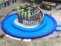 China Summer Water Game Jungle Themed Inflatable Blow Up Water Park With Centre Slide for sale