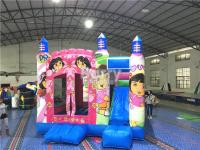 China Pink Princess Large Dora Inflatable Bounce House Commercial With Digital Printing for sale