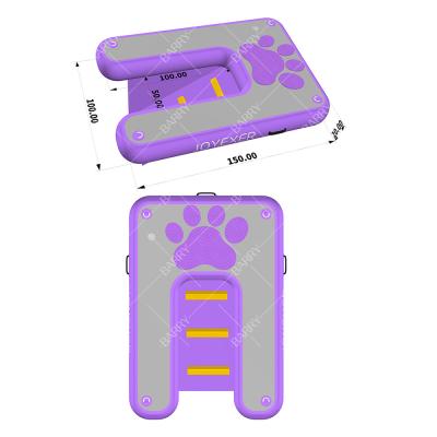 China Outdoor Inflatable Pump Plank Climb Platform Ladder Boat Three Size Dog Water Ramp With Non-Slip Pad for sale