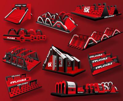 China Outdoor Playground Competitive Game Red Insane Inflatable 5k Giant 5km Inflatable Obstacle Course For Events for sale