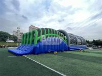 China Customized Logo And Color Inflatable 5k Fun Run The Mad House Game With Commercial Air Blower for sale