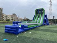 China Custom Kid Party Game High 36x14x13m Tripod Giant Water Slide For Large Event 5km Inflatable Obstacle Course for sale