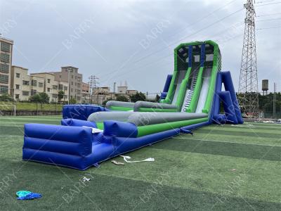 China Custom Kid Party Game High 36x14x13m Tripod Giant Water Slide For Large Event 5km Inflatable Obstacle Course for sale
