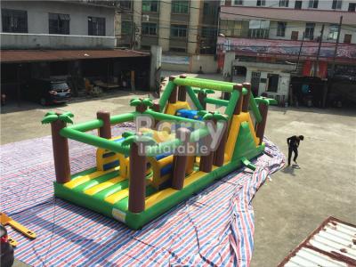 China Outdoor And Indoor Blow Up Obstacle Course For Adults , Jungle Theme Kids Obstacle Course for sale