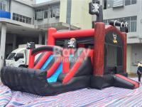 China Pirate Ship Bounce Round Inflatable Combo Slide , Inflatable Bouncers For Kids Party for sale