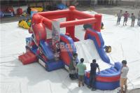 China Spiderman Bouncy Castle , Round Inflatable Bouncer Combo With Slide for sale