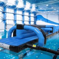 China Inflatable Water Toy Obstacle Course For Pool 13M Black & Blue Twin Track Pool Inflatable Aqua Run for sale