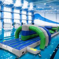 China Fantastic Inflatable Water Toys 15M Twin Track Pool Inflatable Water Floating Obstacle Course for sale