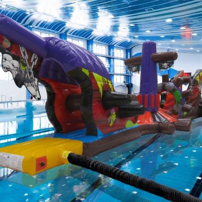China Customized 12.5M Ghost Ship Pool Inflatable Blow Up Water Obstacle Course For Swimming Pool Play for sale