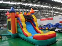 China Commercial Grade PVC Kids Custom Logo Wet Or Dry Castle Bounce House With Slide Amusement Toy Type for sale