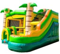 China Home Use Inflatable Jungle Bounce House With Slide Palm Tree Inflatable Bouncer for sale