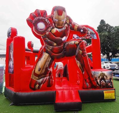 China Customized Inflatable Bouncer With Cartoon Theme Iron Man Bounce House With Slide for sale