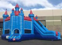 China Indoor/Outdoor Princess Castle Blue & Red Bouncy Castle With Slider For Your Event for sale